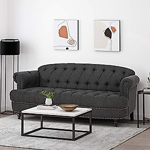 Christopher Knight Home Tracy Contemporary Deep Tufted Sofa with Nailhead Trim, Charcoal