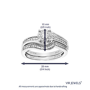 Vir Jewels 1/3 cttw Lab Grown Diamond Wedding Engagement Bridal Set Round for Women in .925 Sterling Silver Prong Set Size 6