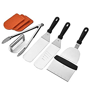 Griddle Spatula Heavy Duty Flat Top Grill Accessory Tool Kit with Griddle Spatula Chopper Scraper Tong Blackstone Cleaning Tool Accessories 10 Pcs