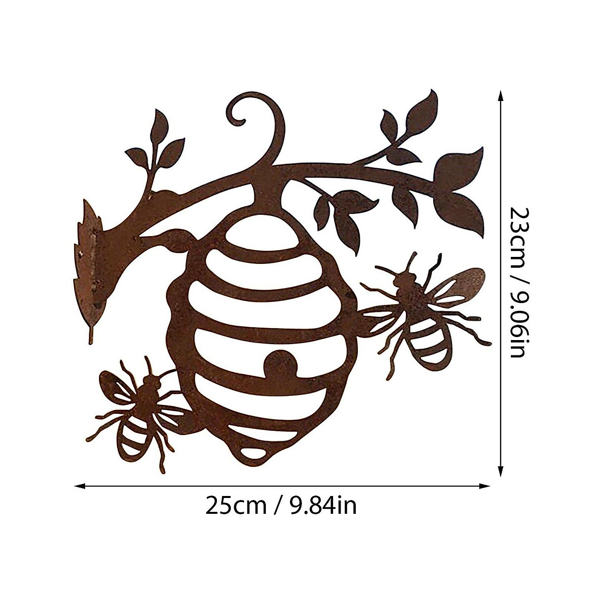 XUANQI Metal Bee Hive Garden Decor Metal Beehive Garden Gift Honey Home Decoration Metal Wall Decoration Wrought Iron Wall Decor, Gold, 25x30cm9.8x11in