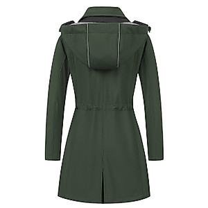 CREATMO US Ladies Soft Shell Jacket Outdoor Mountain Long Fleece Insulated Athletic Jacket Raincoat Green S