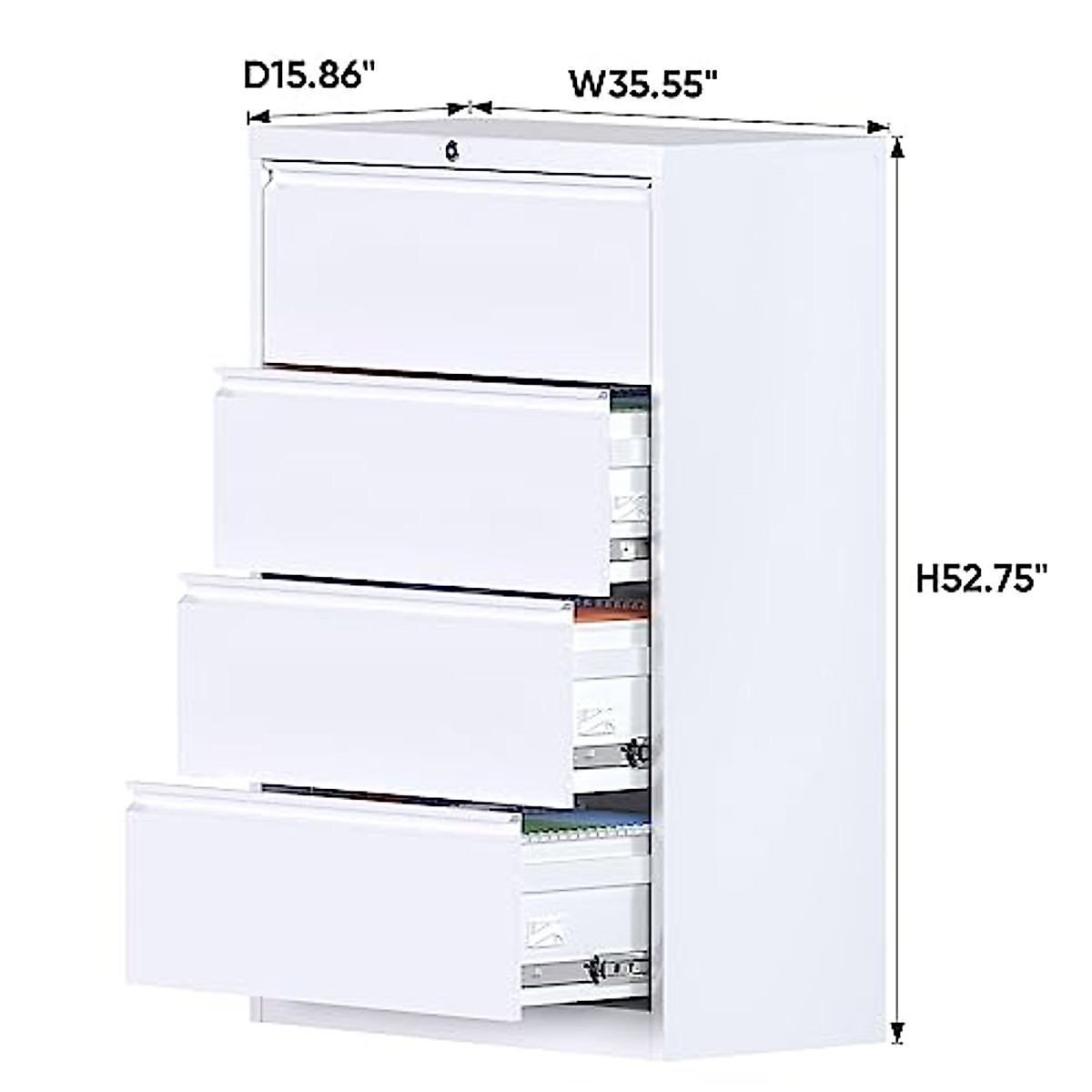 Aobabo 4 Drawer Metal Lateral File Cabinet with Lock,Steel Filing Storage Cabinet with Letter/Legal Size for Home Office,Anti-tilt Structure,Assembly Required…