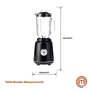MasterChef Glass Blender for Shakes and Smoothies, Milkshake Maker, Frozen Drink & Margarita Machine, For Fruit Juice with Ice, Soup, Sauces, Food Puree etc, Stainless Steel Blades, 33oz, 400w, Black