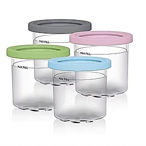 4 PCS Ice Cream Pints Containers and Lids for Ninja Creami, Ice Cream Storage Containers Compatible with NC301 NC300 NC299 Series Creami Ice Cream Makers