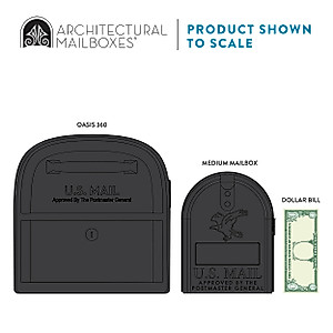 Architectural Mailboxes 6300B-10 Oasis 360 Locking Parcel Mailbox, Extra Large, Black, 6300B-10