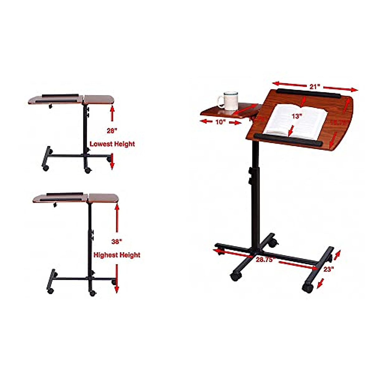 OneSpace Angle and Height Adjustable Laptop Computer, Dual Surface, Cherry Red