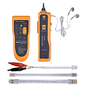 Network Cable Tester, RJ45 RJ11 Multi-Function Wire Tracer and Circuit Tester with Earphone for Cable Collation, Network & Telephone Line Test, Yellow