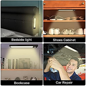 Under Cabinet Lights, 2 Pack 32 LED Closet Lights Motion Sensored Activated & Battery Operated, Wireless LED Under Counter Lights for Kitchen, USB Rechargeable Magnetic Cabinet Lighting for Bedroom