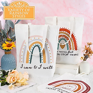 Woanger 10 Pcs Employee Appreciation Gifts Inspirational Canvas Tote Bags Rainbow Bags for Staff Thank You Gifts(Rustic Style)