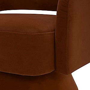 CHITA Swivel Accent Chair Armchair, Velvet Barrel Chair for Living Room Bedroom, Burnt Orange