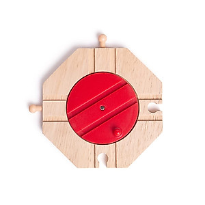 Bigjigs Rail 4 Way Turntable - Wooden Train Set Accessories, Railway Gifts for Kids, Compatible with Most Other Rail Brands, Age 3 Years Old +