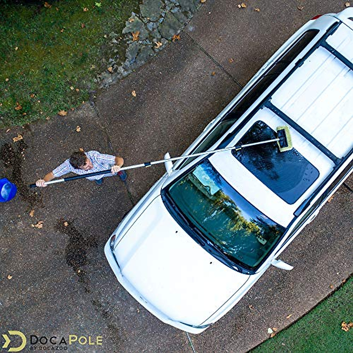 DocaPole 5-12 Foot Car Cleaning Kit | Car Wash Kit with Soft Car Wash Brush, Car Squeegee, Car Wash Mitt (2X), Microfiber Cleaning Head & 12’ Extension Pole | Car Detailing Kit with Long Handle