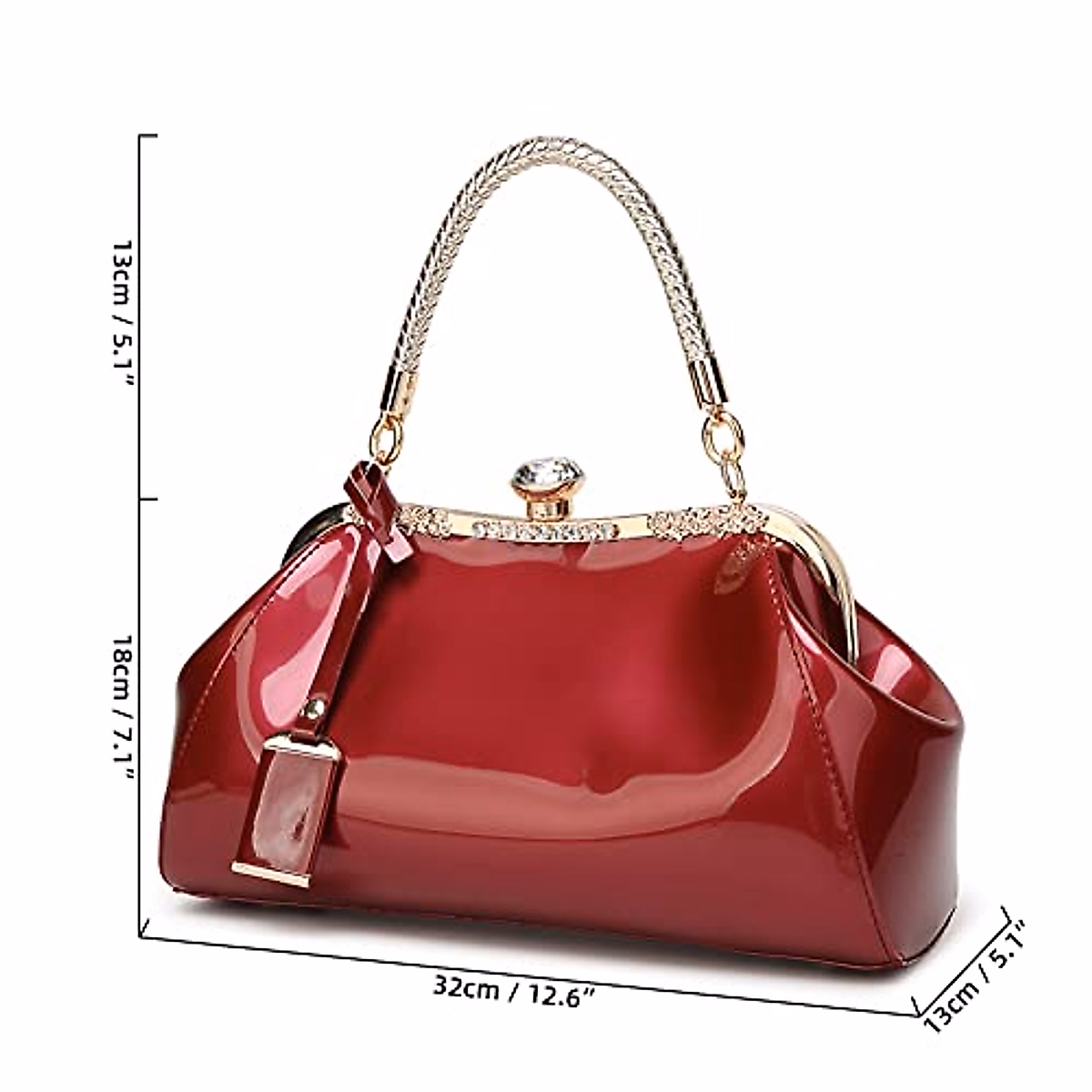 ROUROU Glossy Patent Leather Handbag for Women Top Handle Tote Bag Evening Shoulder Bag Wedding Satchel Retro Purse