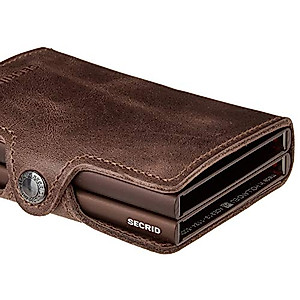 Secrid Twin Wallet, Vintage Chocolate, Genuine Leather with RFID Protecton, Holds up to 16 Cards