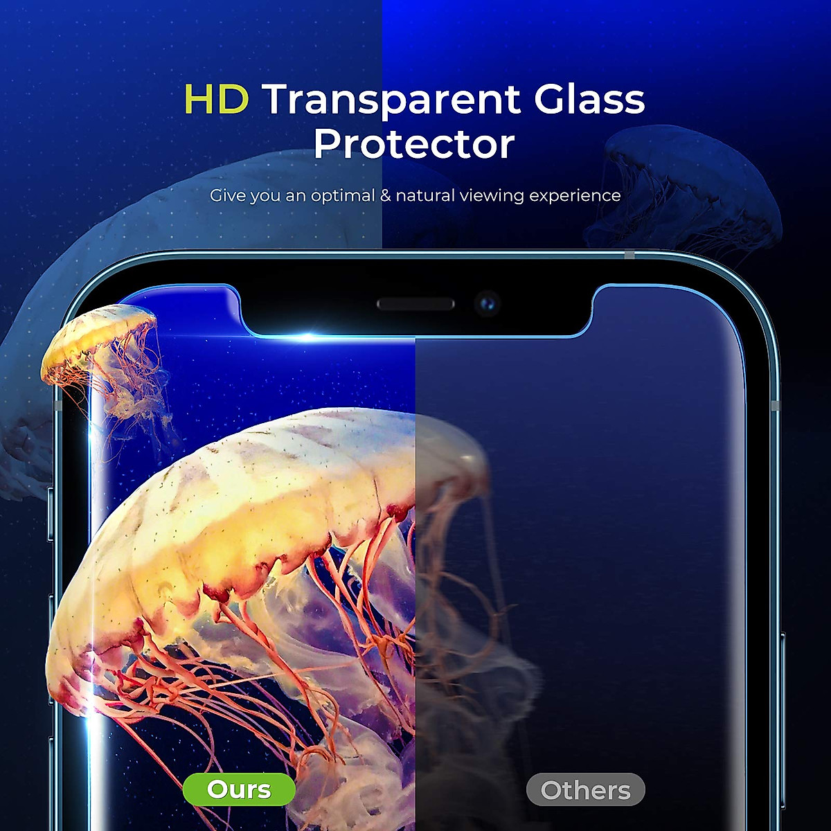 ORIbox Glass Screen Protector for iPhone 12 Pro Max, 3 Packs Anti-Scratch Eye-Protection HD Clear Tempered Glass Screen Protector