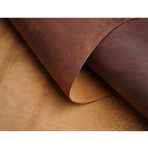 Leather Square 7-8oz (2.8-3.2mm) Thick Full Grain Cowhide Tooling Arts Crafts Leather Heavy Weight -Jeereal (Dark Brown, 6"x12")