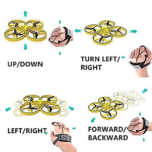 ForBEST Gesture Control Drone Rc Quadcopter Aircraft Hand Sensor Drone with Smart Watch Controlled, 2 batteries, 360° Flips, Led Light, 3 Modes, USB Cable, Best Gift for Kid