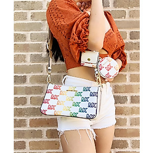 Michael Kors Jet Set Price Medium Crossbody W Tech Accessories Rainbow MK Logo