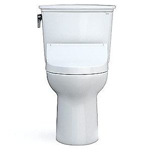 TOTO Drake Transitional WASHLET+ Two-Piece Elongated 1.28 GPF TORNADO FLUSH Toilet with C5 Bidet Seat, Cotton White - MW7863084CEG#01