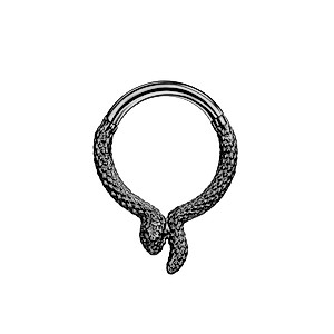 FANSING Halloween Septum Rings for Women 16g Septum Jewelry Black Snake Septum Ring 8mm Surgical Steel Daith Piercing Body Jewelry 16 Gauge