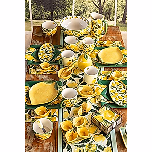 Boston International Ceramic Drink Pitcher, 5.5 Cups, Painterly Lemons