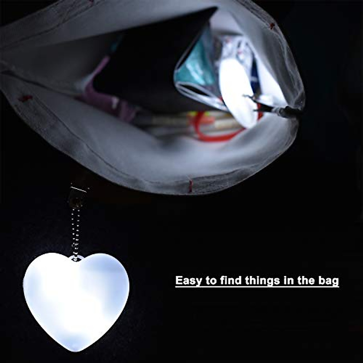 Boigoo Women's Handbag Touch Light, LED Bag Lights Purse/Wallet Light, Night Light, Heart-Shaped Automatic Touch Sensor Activated Lights with Button Battery