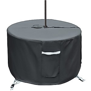 TOHONFOO Round Patio Table Cover with Umbrella Hole - 50" Dia x 23" H (Cover Size，NOT Table Size) Heavy Duty Waterproof 600D Oxford Fabric Outdoor Lawn Patio Furniture Covers