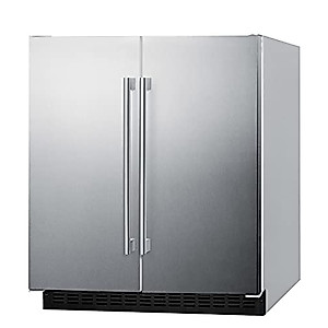 FFRF3075WSS 30" Side-by-Side Compact Refrigerator and Freezer with 5.4 cu. ft. Capacity LED Lighting Frost Free Operation High Temperature and Open Door Alarm in Stainless Steel and White Cabinet
