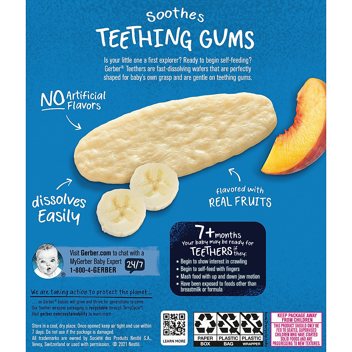 Gerber Teethers, Banana Peach, 1.7 oz, 12 count Box