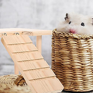 LUOZZY Decorative Chinchilla Toy Hamster Platform Wooden Guinea Pig Ramp (Small)