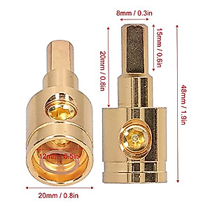 2Pcs 0Ga Wire Reducer,Power Wire Gauge Reducer Terminal Connector Pure Copper Gold Plated for Car O Amplifier Modification 0 Awg to 4 Awg Reducer