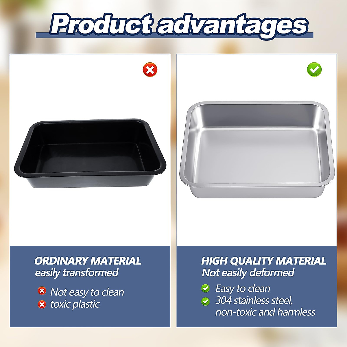 Tiangrid Stainless Steel Commercial Bus Tubs Box Tote Box Dishwashing Tubs, Utility Tub, Meat Prep Tub (2, 13 L)