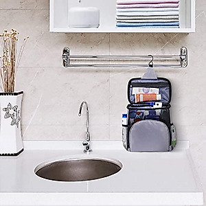 Kitinjoy Shower Caddy Portable, Shower Caddy Dorm/College, Shower Bag, Large Capacity, Quick Dry, With Metal Hook, Travel Mesh Shower Caddy Bag, Gym Room Essentials for Girls Boys (Light Grey)