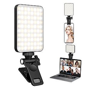 XINBAOHONG Rechargeable Selfie Light, Clip Fill Light for Phone Laptop Tablet Portable Light for Video Conference Live Streaming Zoom Call Makeup Picture (Black)