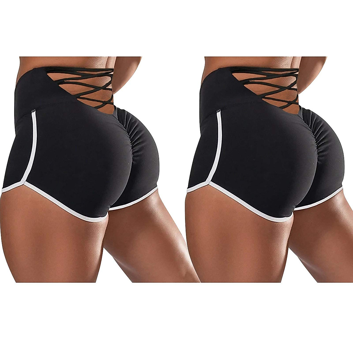 Bblulu Women's Athletic Shorts Criss Cross Elasticity Workout Yoga Shorts Running Gym Sport Pants Non See Through Tights