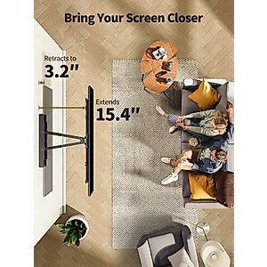 AM alphamount Full Motion TV Wall Mount for Most 37-75 Inch TVs up to 100 lbs, Swivel TV Mount with Dual Articulating Arms, Wall Mount TV Bracket Max VESA 600x400mm, Fits 16″ Wood Studs, APLF6