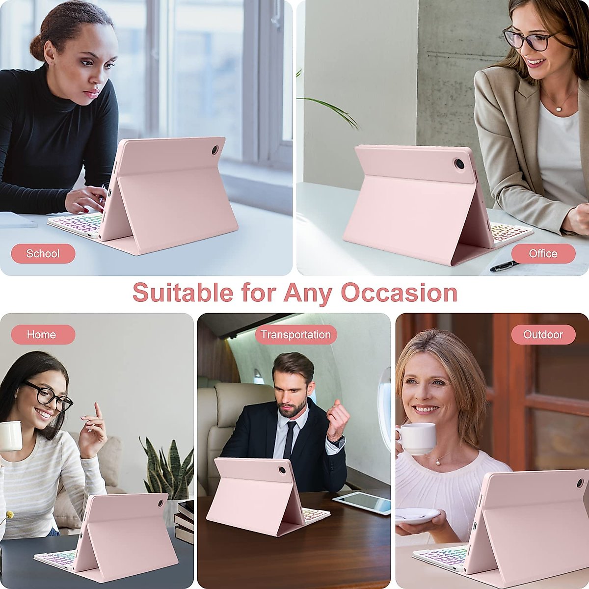 Backlit Keyboard Case for Galaxy Tab A8 10.5 Inch 2022, Detachable Wireless Keyboard, Protective Cover Case Compatible with Samsung Galaxy Tab A8 10.5" SM-X200 X205 X207 Tablet, Pink