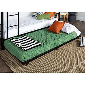 Home Accent Furnishings Modern Industrial Twin-Size Roll-Out Metal Trundle Bed Frame - Black