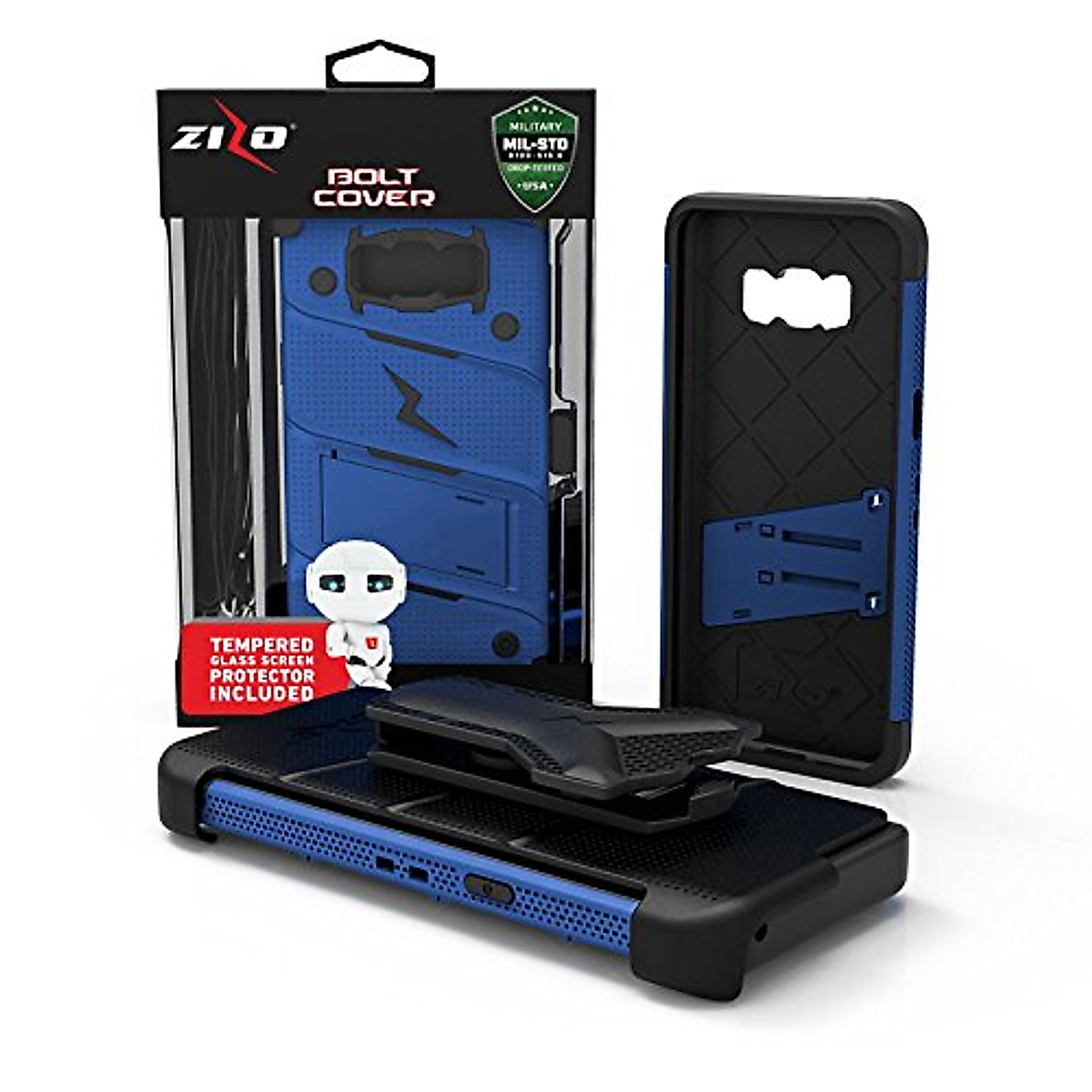 Samsung Galaxy S8 Plus Case, Zizo [Bolt Series] w/ [Galaxy S8 Plus Screen Protector] Kickstand [12 ft. Military Grade Drop Tested] Holster Clip - S8+