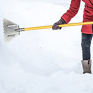Snow Shovel Heavy Duty Steel Sidewalk Outdoor Snow Removal Ice Scraper Tools Snow Shovels Handled Snow Pusher Shovel for Snow, and Garden Debris