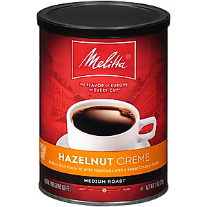 Melitta Hazelnut Crème Flavored Coffee, Medium Roast, Extra Fine Grind, 11 Ounce Can (Pack of 6)