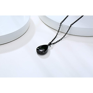 MEALGUET Pack of 2/4/6/10 Customized Cremation Ashes Urn Teardrop Pendant Keepsake Memorial Necklace Locket Charm,Personalized Ash Holder,Memorial Gift, Black