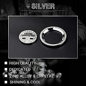 CARFIB Car Interior Bling Accessory for Cadillac CT6 CTS Escalade SRX XT5 XTS Ignition Button Ring Push Engine Start Stop Decal Sticker Cover Parts Decoration Men Women Zinc Alloy Crystal Silver 2Pcs