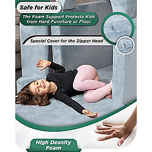 Lunix LX15 14pcs Modular Kids Play Couch, Child Sectional Sofa, Fortplay Bedroom and Playroom Furniture for Toddlers, Convertible Foam and Floor Cushion for Boys and Girls, Blue