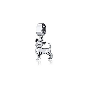 Chihuahua Mexican Dog 925 Sterling Silver Dangle Pendant X Charm Bead For Pandora & Similar Charm Bracelets or Necklaces