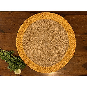 Nature4u 100% Jute Hand Braided Placemat Set of 4 Rustic Vintage Farmhouse Table top & Dining Table Round Placemat for Parties (14” Diameter, Natural Beige) Set of 4