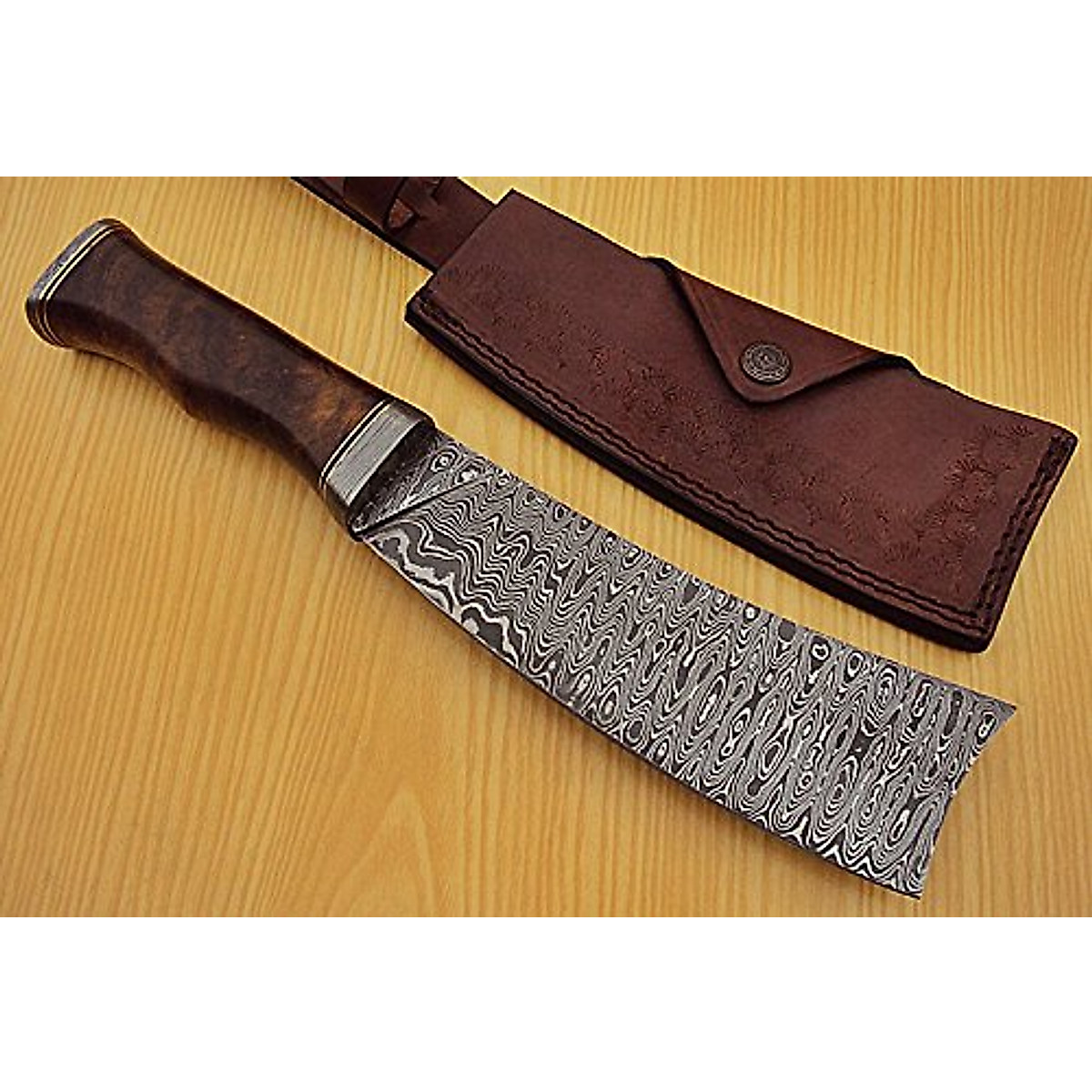 CP-35 Custom Handmade Damascus Steel 12.00 Inches Cleaver style Knife - Beautiful Handle