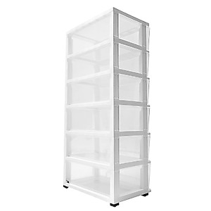 HAPPCUCOE 6 Tier Utility Cart Rolling Storage Carts Kitchen Cart Trolley with Wheels Drawer for Offices,Bedrooms,Studies,Tea Tables,Living Rooms, Entrances,Corridors (White)