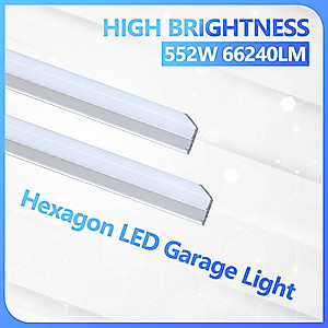 ALLYES Hexagon Ceiling LED Light - Hexagon Garage Light 552W 66240LM High Brightness, 3000K/4500K/6500K Adjustable with WiFi Smart Switch, Aluminum Hex Grids Lights for Car Dealer, Shop, Gym