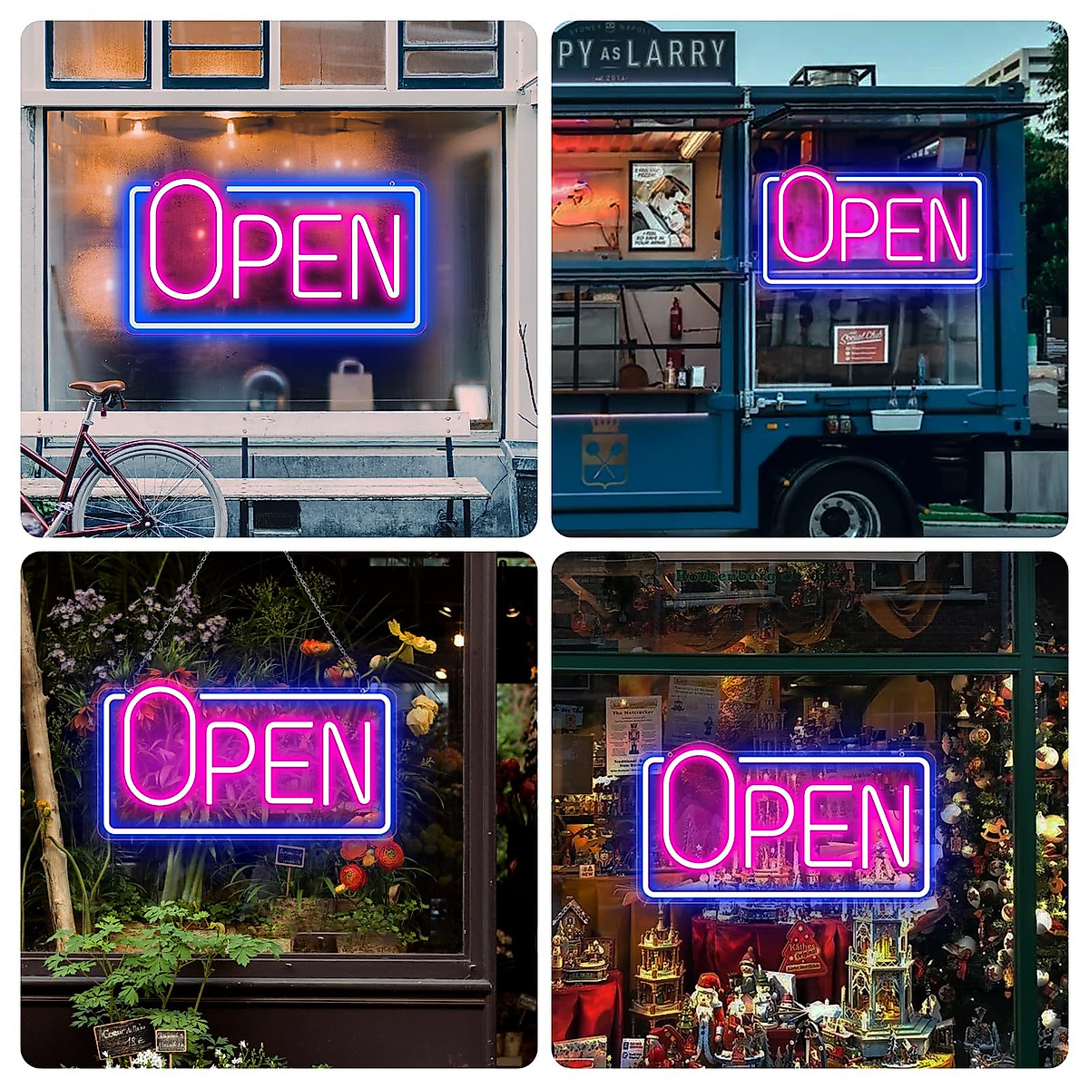 Neon Open Signs for Business, Super Bright LED Open Sign, Open Neon Sign 16''x 8'' (Blue&Pink), with ON/OFF Switch & Adapter, Neon Light Up Sign for Window Party Wall Store Shop Bars Coffee Salon Club